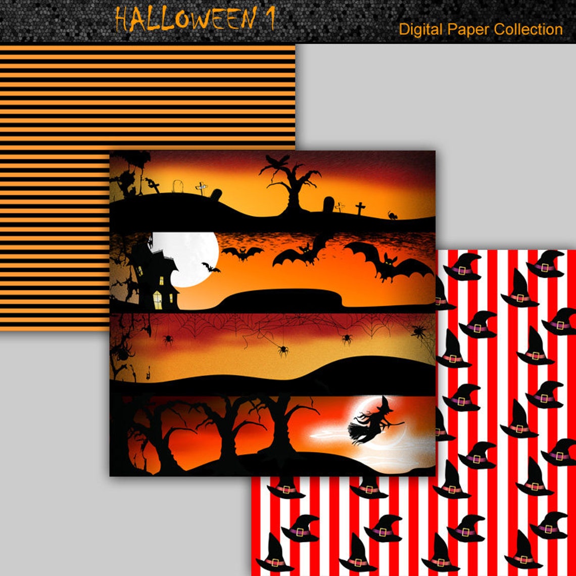 Halloween Digital Paper Scrapbook Collection 12x12 - Etsy