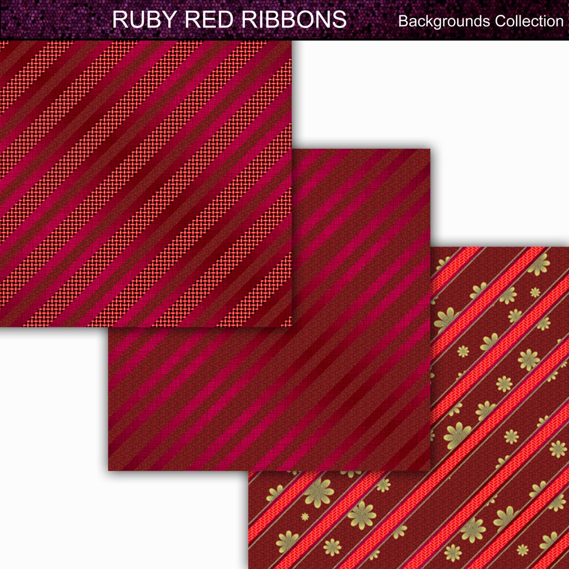Ruby Red Ribbons 16 Seamless Striped Wavy Textured Ribbon - Etsy