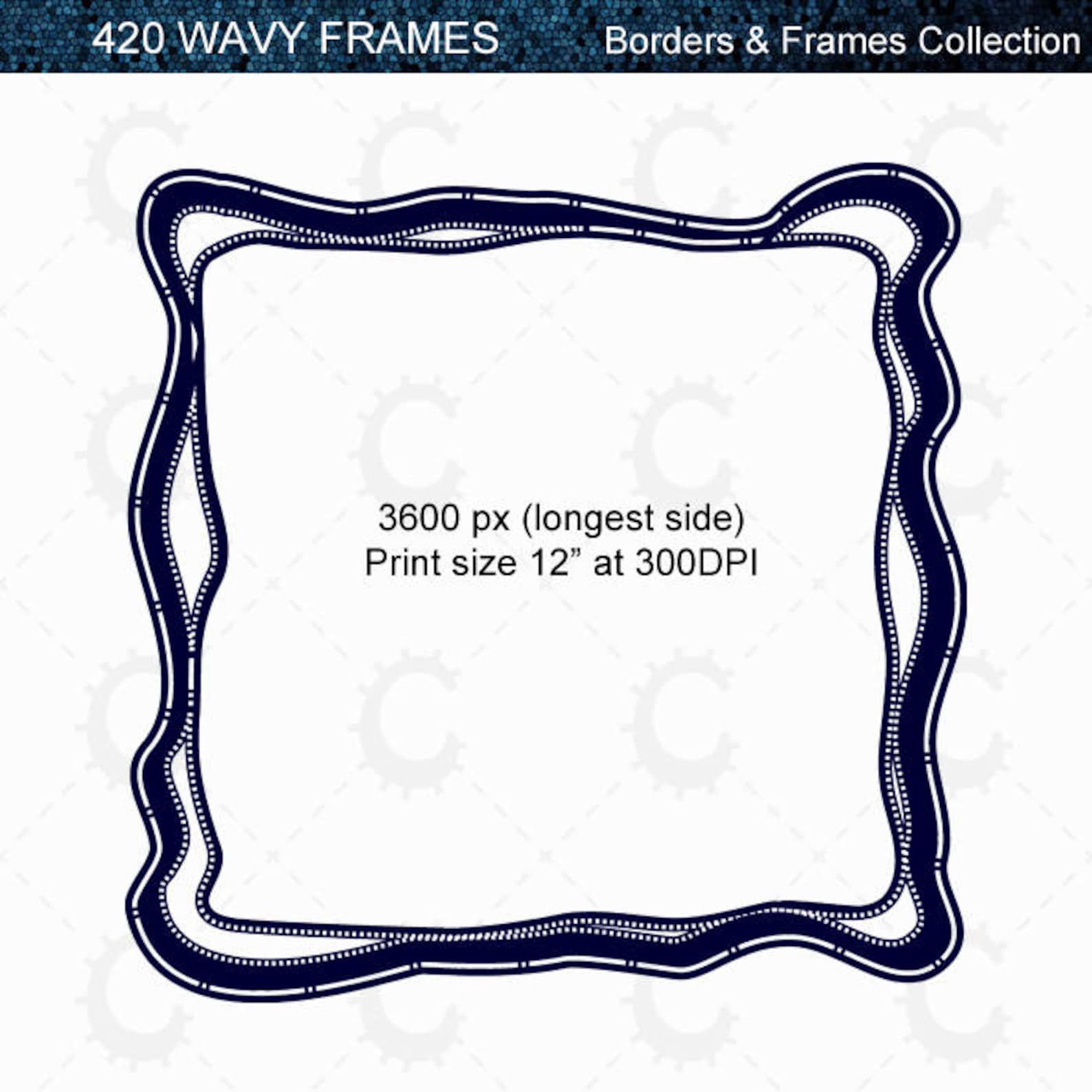 Wavy Frames/digital Frames/modern Frames/clipart 420 - Etsy