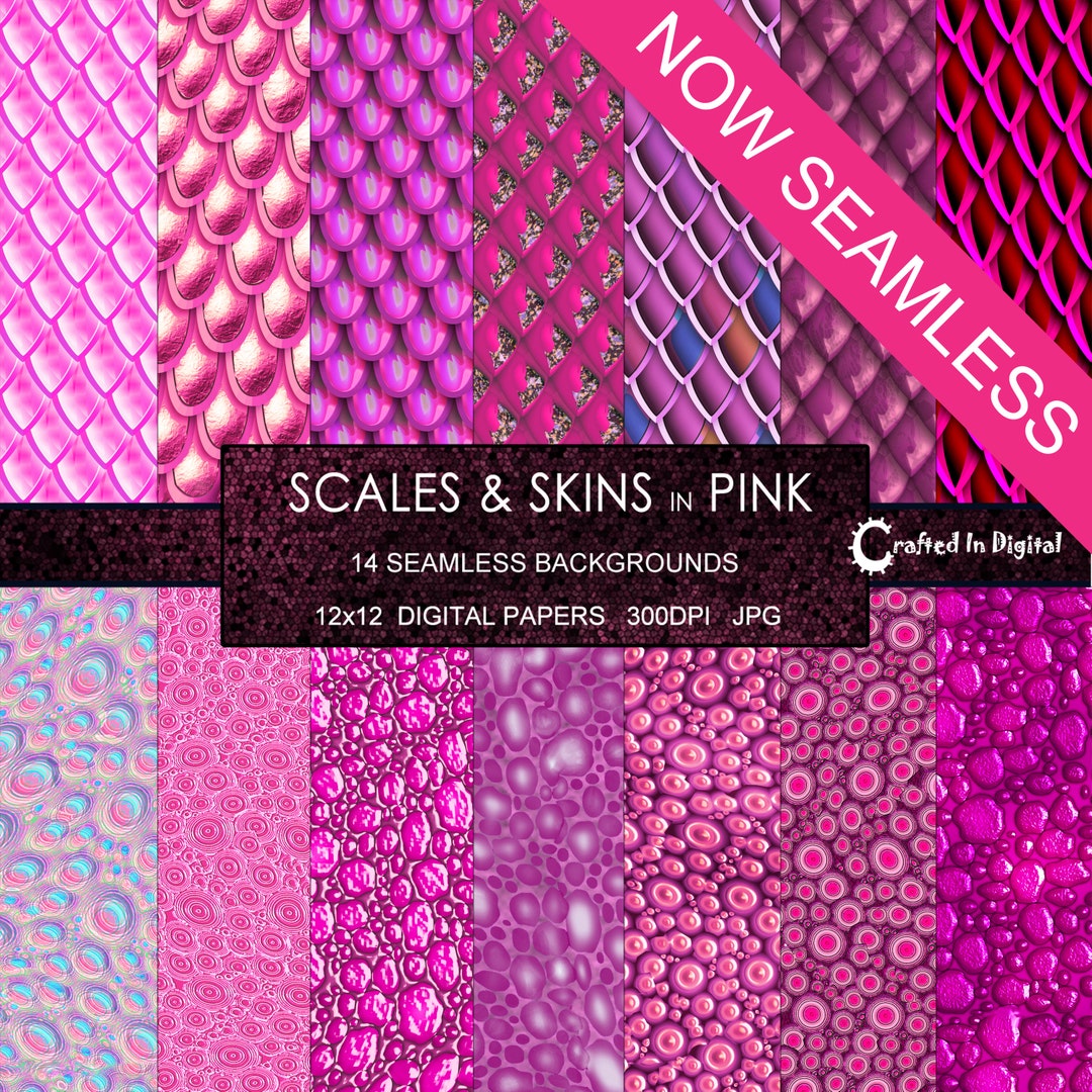 Scales & Skins in Pink - SEAMLESS Dragon, Mermaid, Fish and Snake ...