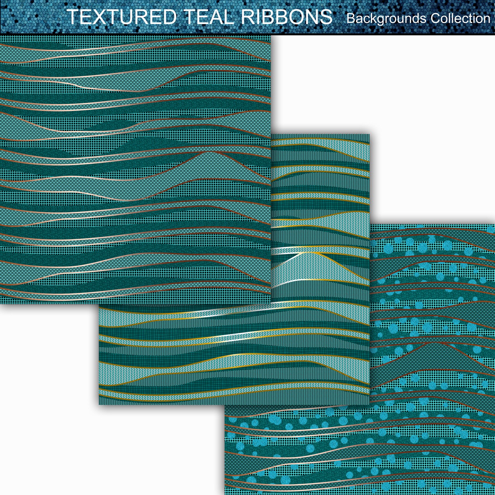 Teal Ribbons 16 Seamless Striped Wavy Textured Ribbon | Etsy