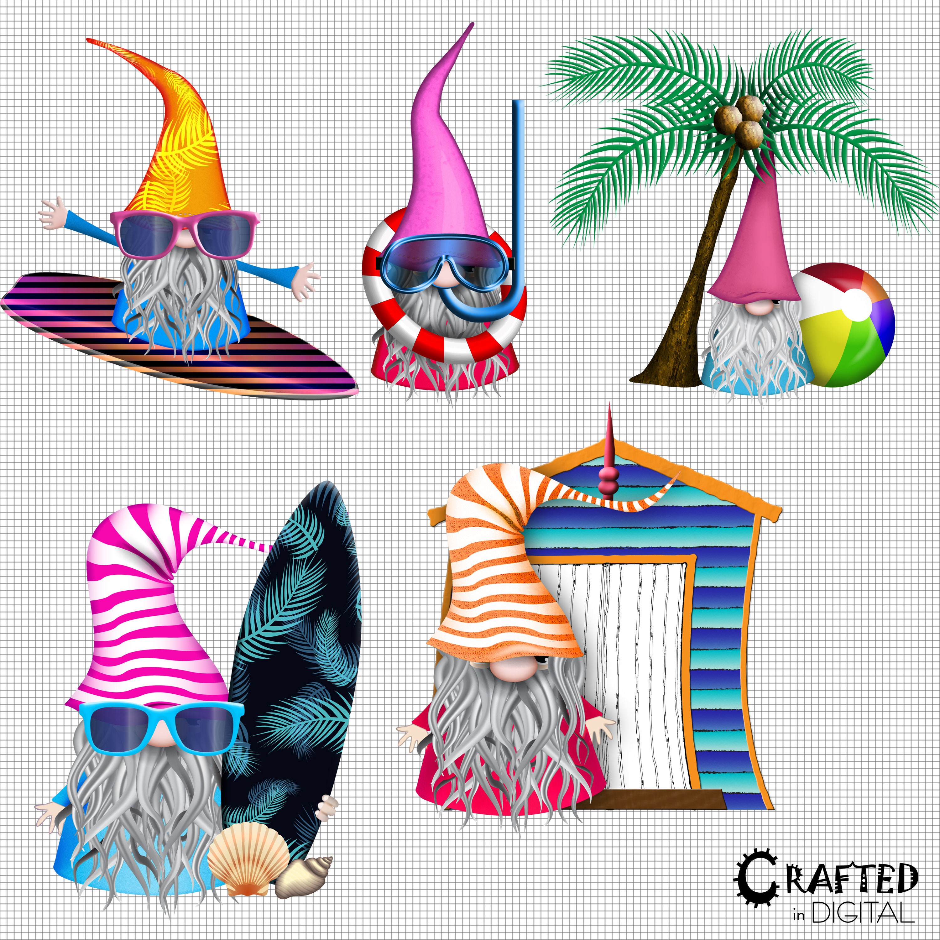 Beach Gnomes - Summer Clipart Collection - Etsy UK