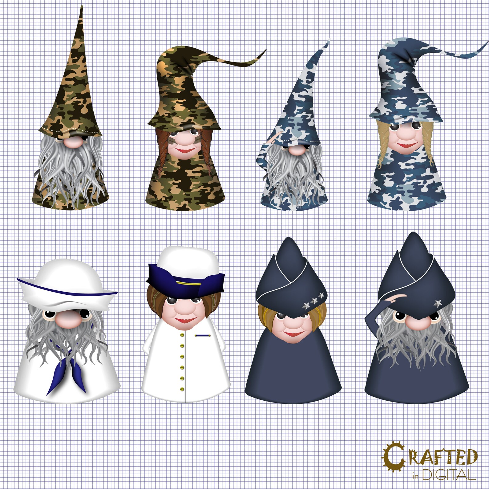 Military Gnomes - Armed Forces Clipart Collection - Etsy