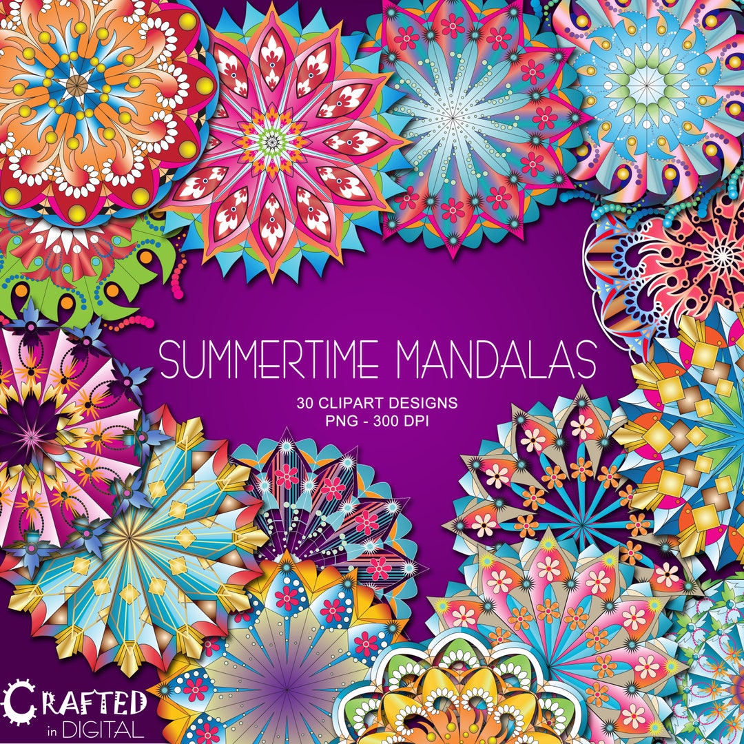 30 Summertime Mandalas & Mandala Overlays - Clipart Collection - Etsy