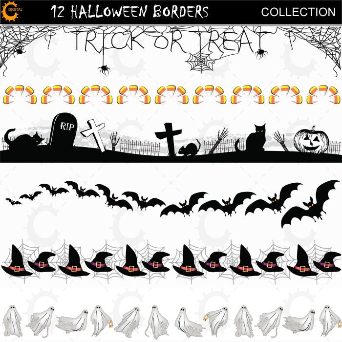 12 Highly Detailed Halloween Borders - Vector Clipart - Etsy