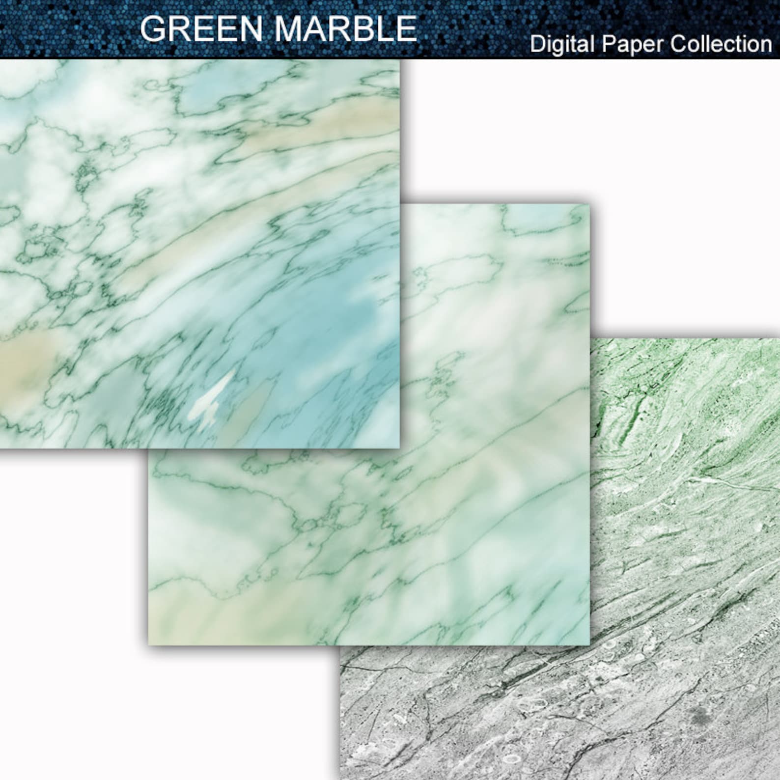 Green Marble Digital Paper Collection 12x12 - Etsy