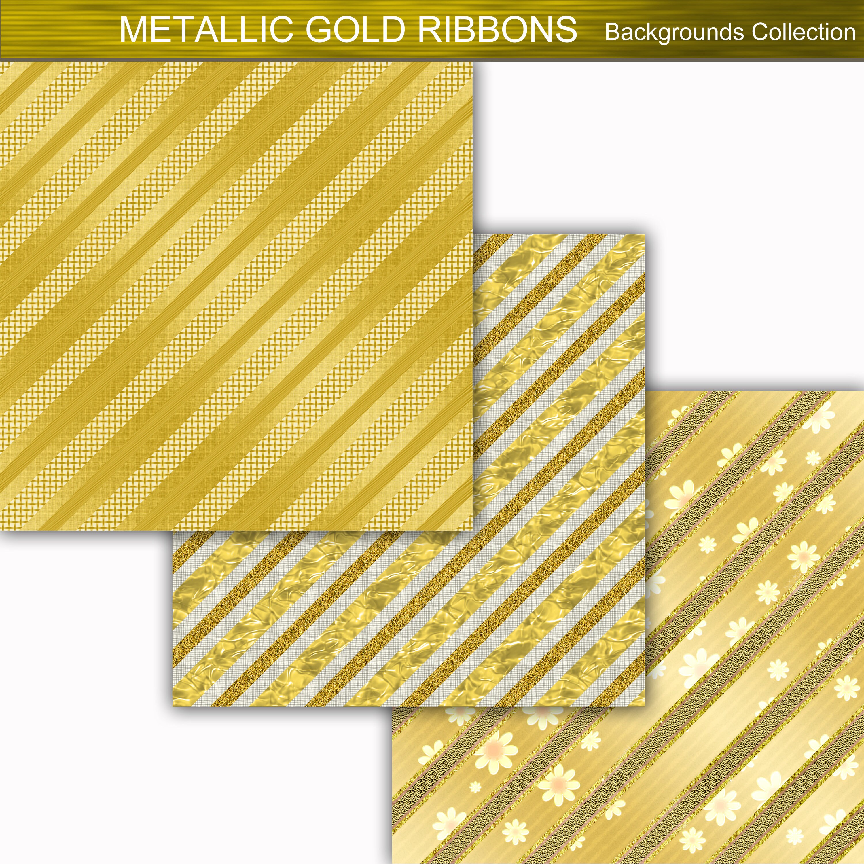 Metallic Gold Ribbons 16 Seamless Striped Wavy Textured - Etsy