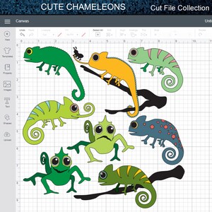 Cute Chameleons Cut File Collection - Svg/dxf/eps/png Files Suitable ...