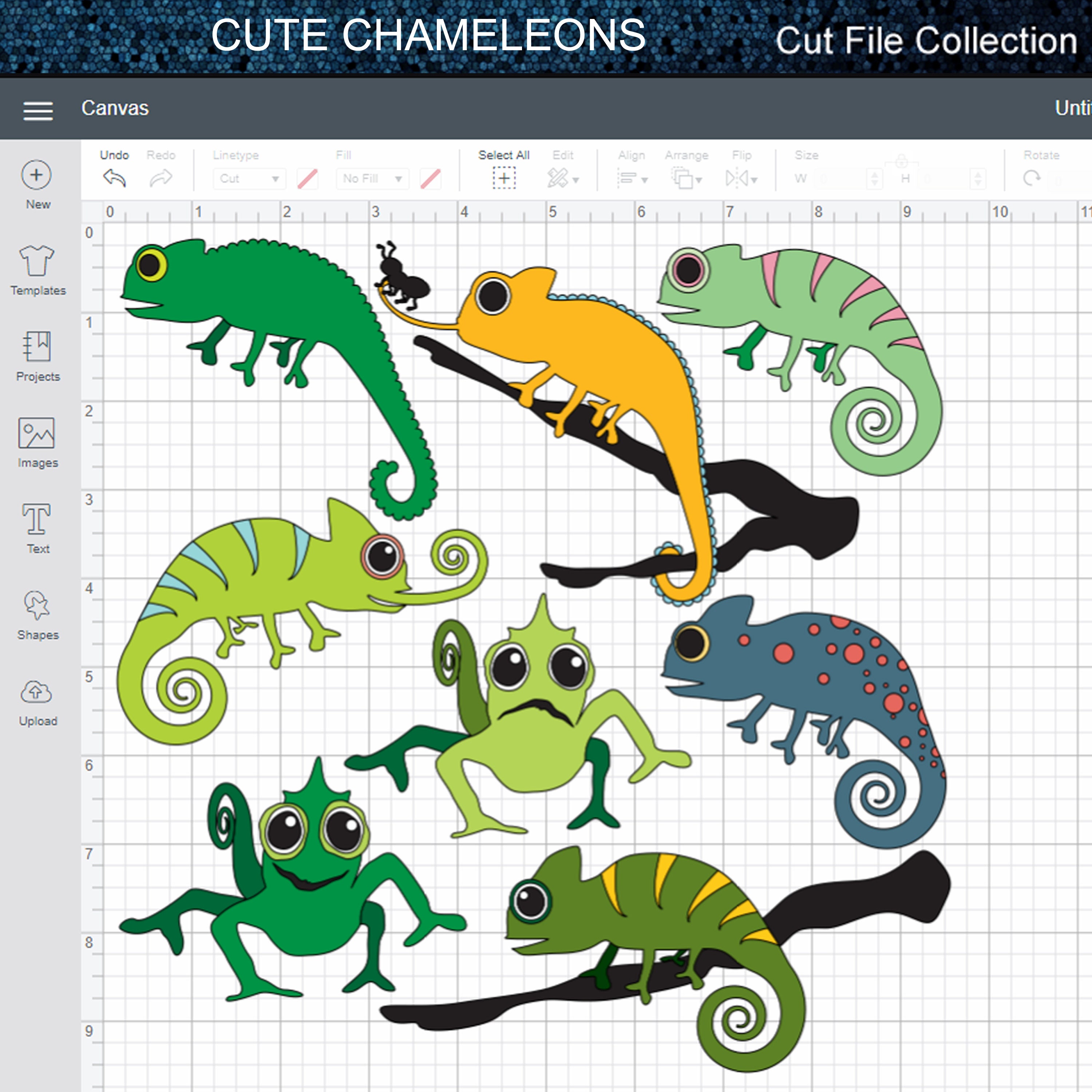 Cute Chameleons Cut File Collection svg/dxf/eps/png files | Etsy