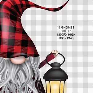 12 Buffalo Plaid Gnomes, - Cute Gnomes Clipart Collection - Etsy