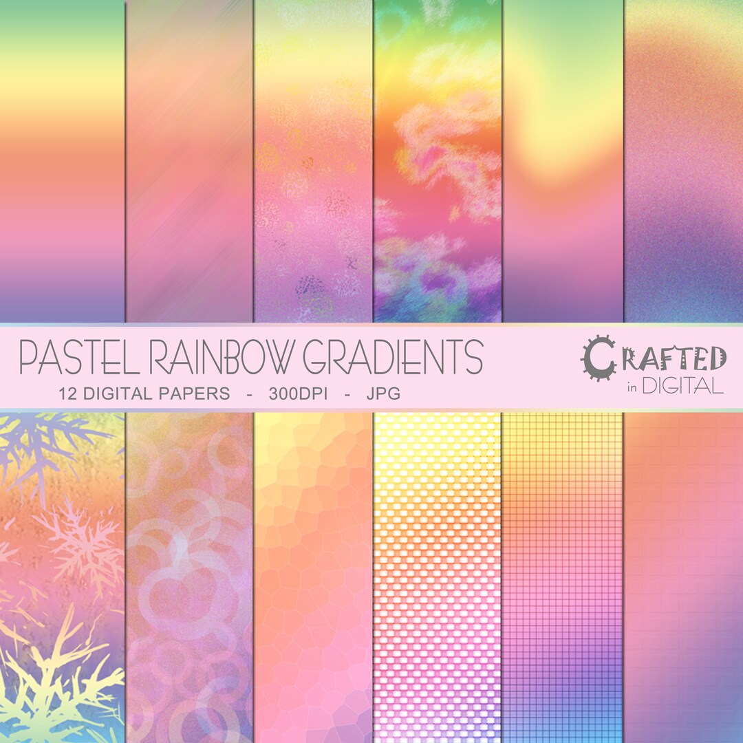 Pastel Rainbow Gradients - Digital Paper Collection 12x12 - Etsy