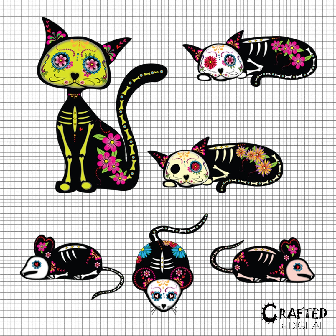 Day of the Dead Cats & Co. Clipart Collection - Etsy Australia