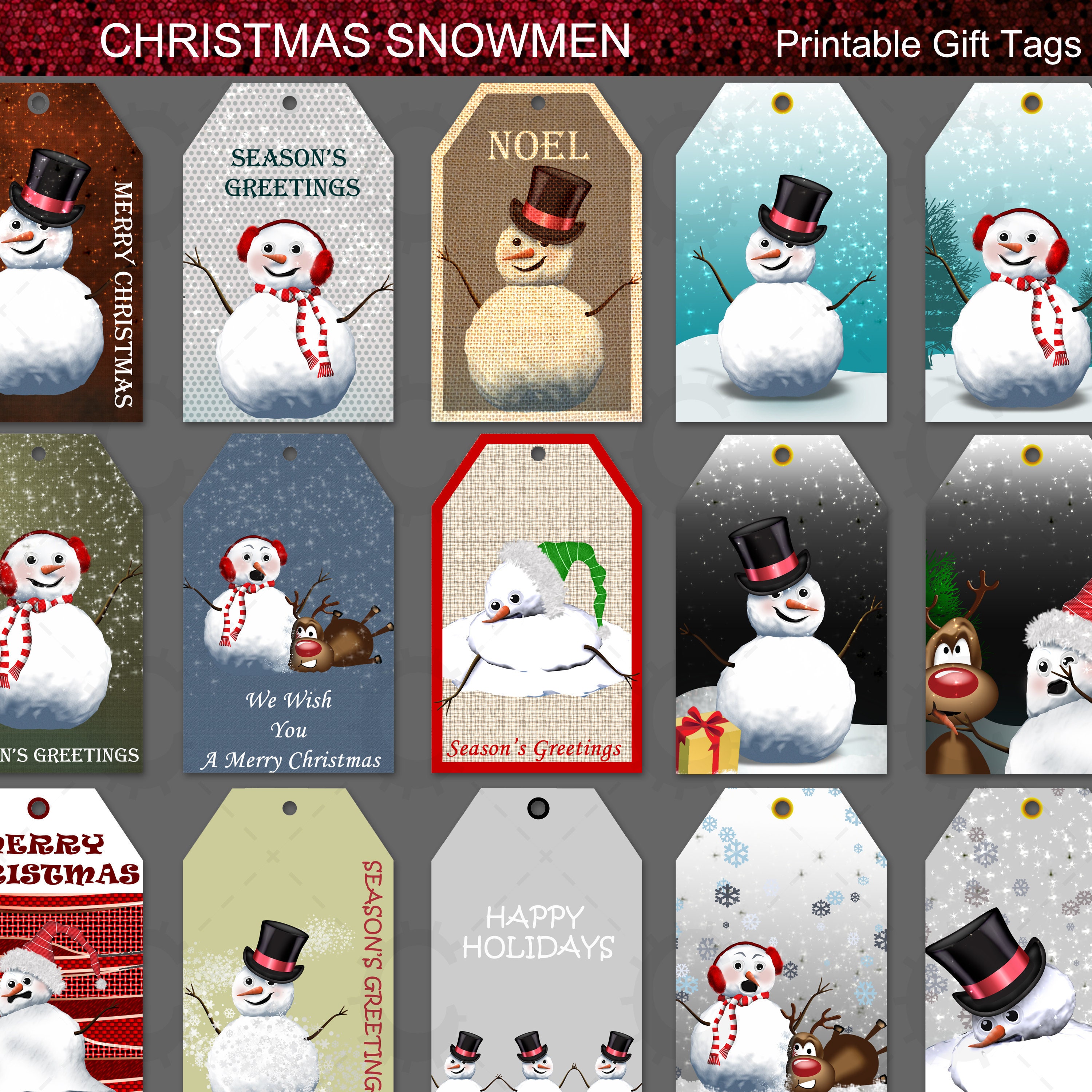 18 Christmas Snowmen Snowman Gift Tags Christmas Gift Tags - Etsy