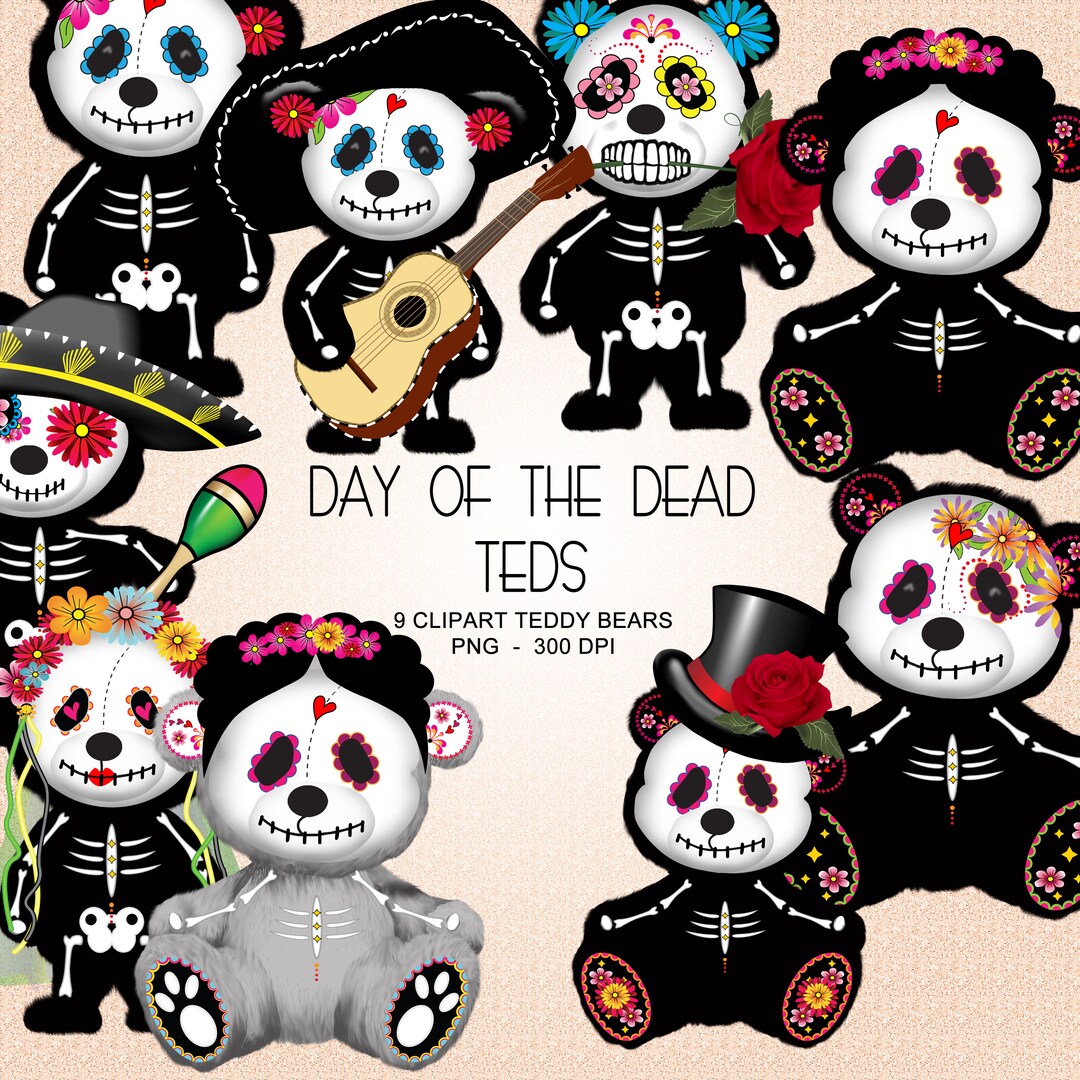 Day of the Dead Teds - Day of the Dead Teddy Bears Clipart Collection ...