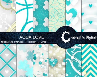 Navy & Kraft Paper Love Digital Paper Collection 12x12 | Etsy