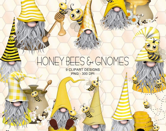 Honey Bees & Gnomes Spring Clipart Collection - Etsy