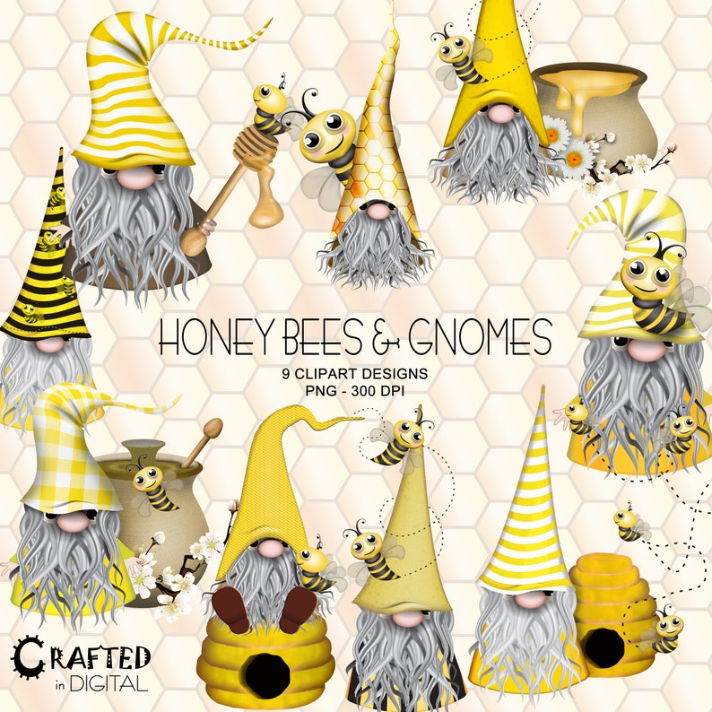 Honey Bees & Gnomes Spring Clipart Collection - Etsy UK