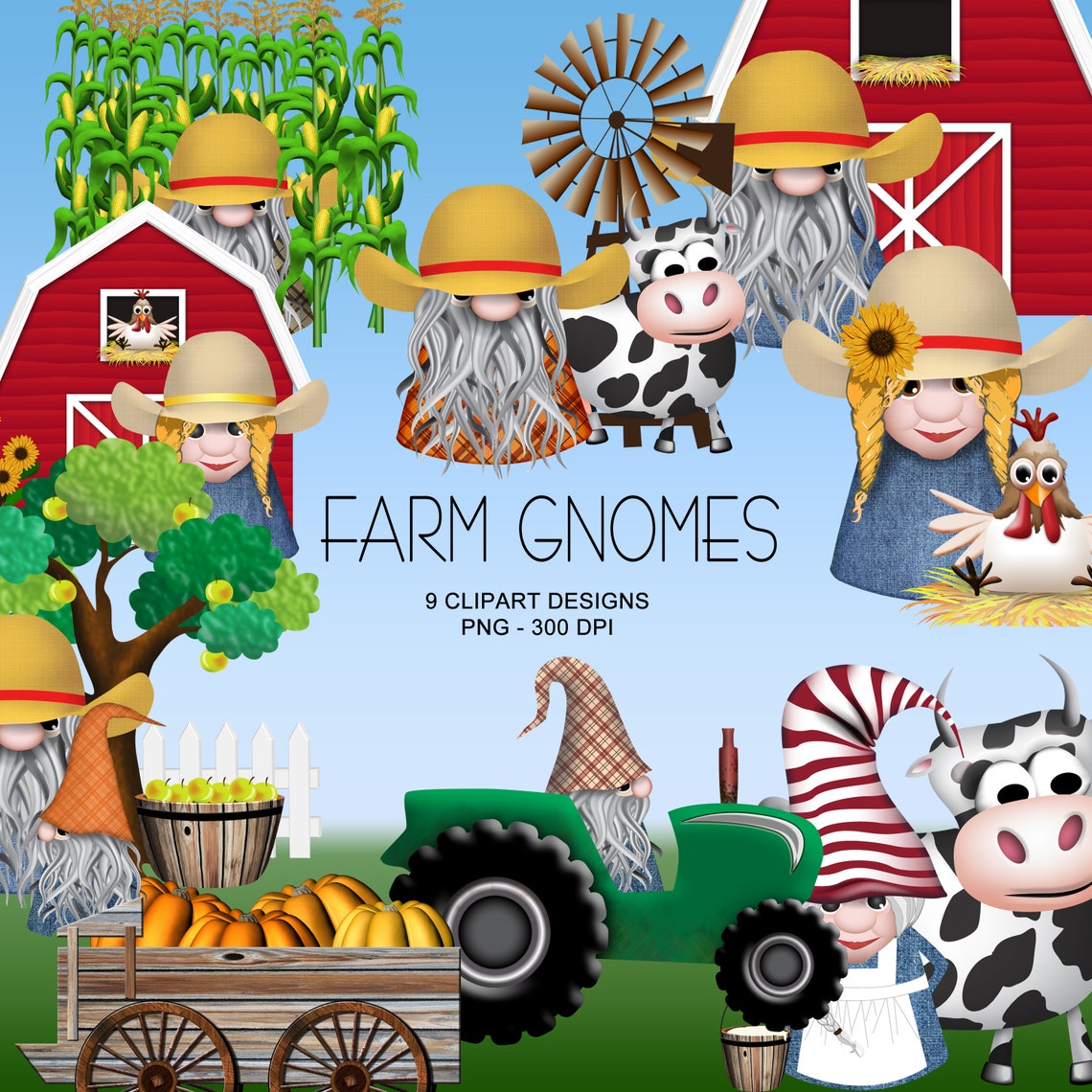Farm Gnomes - Clipart Collection - Etsy