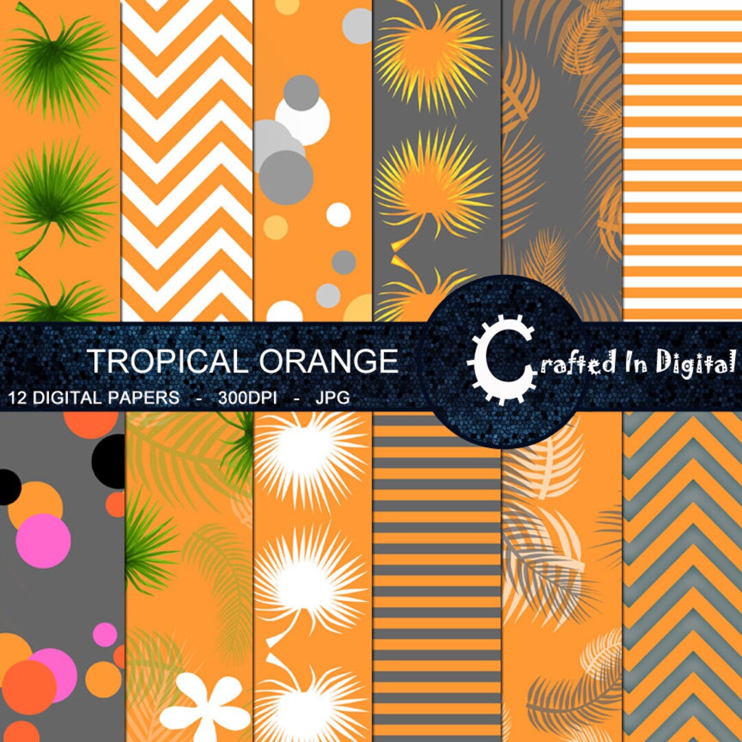 Tropical Orange - Digital Paper Collection 12x12 - Etsy