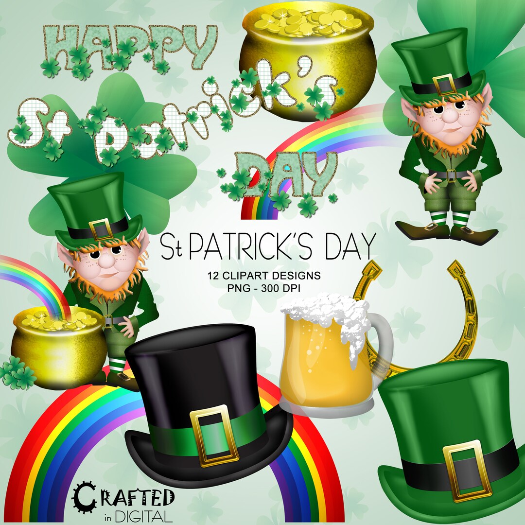 St Patrick's Day, Leprechaun and Accessories - Clipart Collection - Etsy