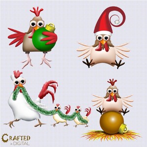 Christmas Chickens Clipart Collection - Etsy