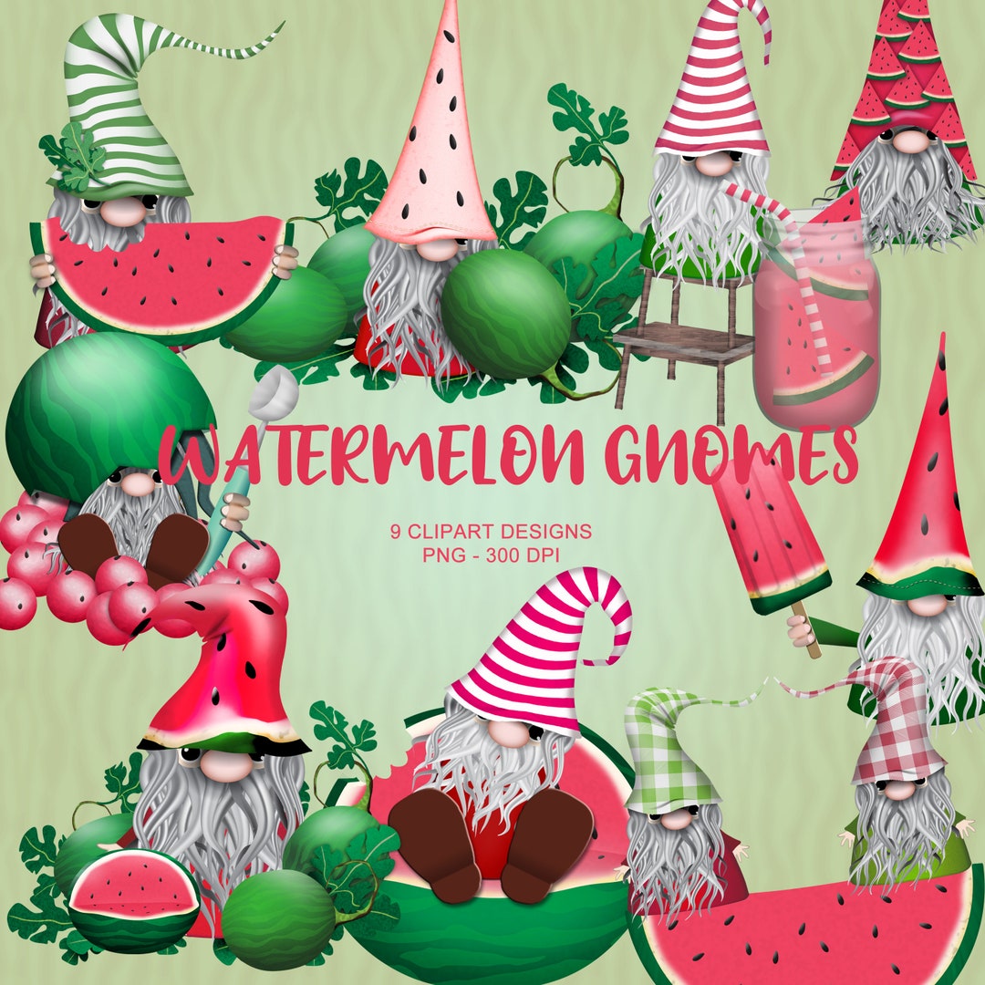 Watermelon Gnomes - Summer Clipart Collection - Etsy