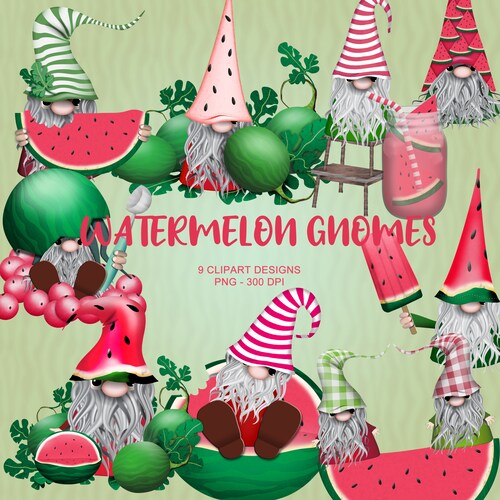 Watermelon Gnomes Png Summer Gnomes Design Png Gnome Png - Etsy