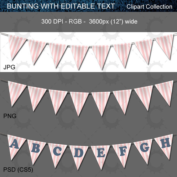 6 Buntings With Editable Text Clipart Collection - Etsy