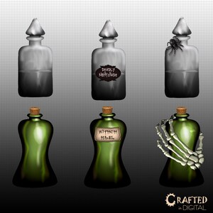 Potion Bottles and Labels Halloween PNG Clipart Collection - Etsy Australia
