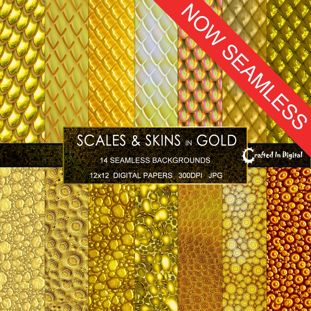 Gold Scales & Skins Textures: Seamless Digital Paper (12x12) (digital ...