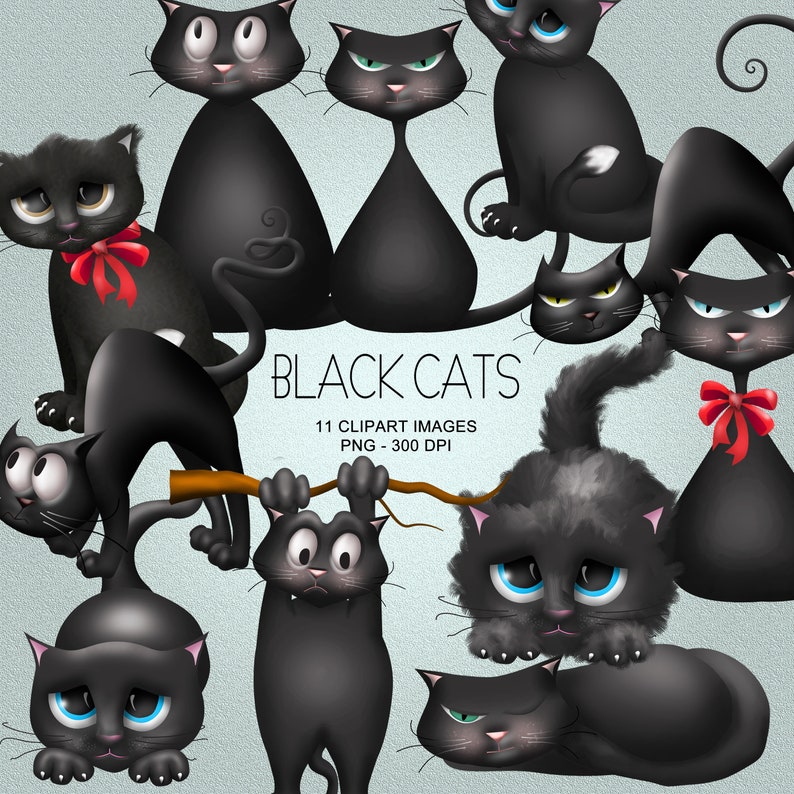 Black Cats and Kittens Clipart Collection | Etsy