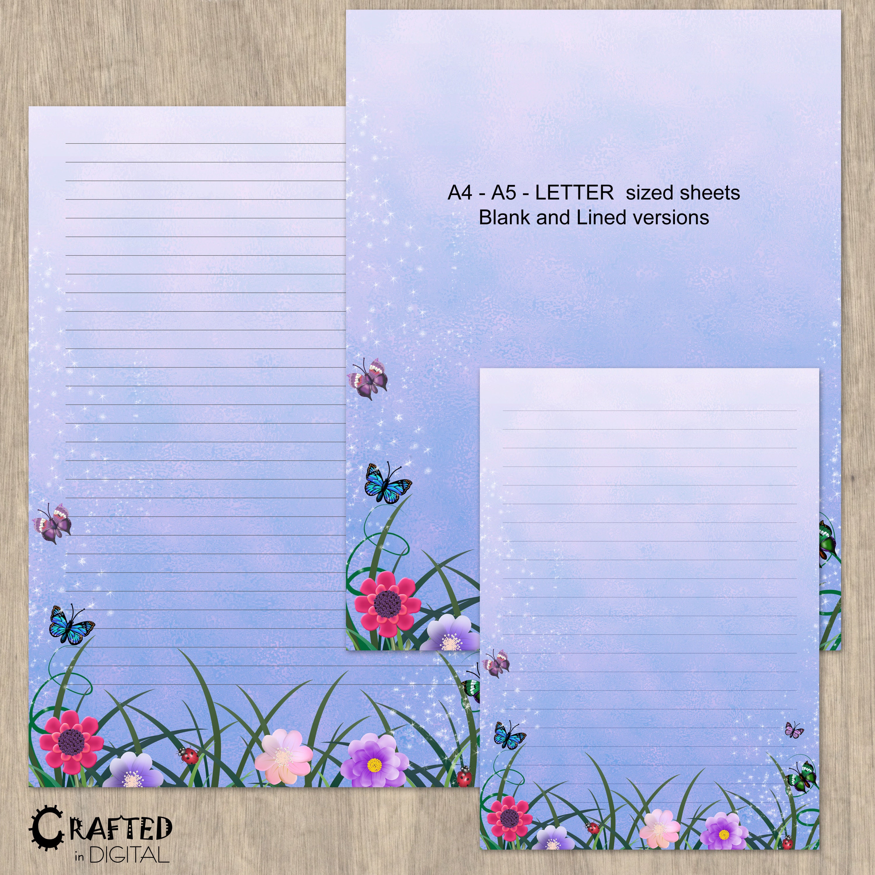 Fairy Garden Printable Stationery Set Digital Letter paper | Etsy