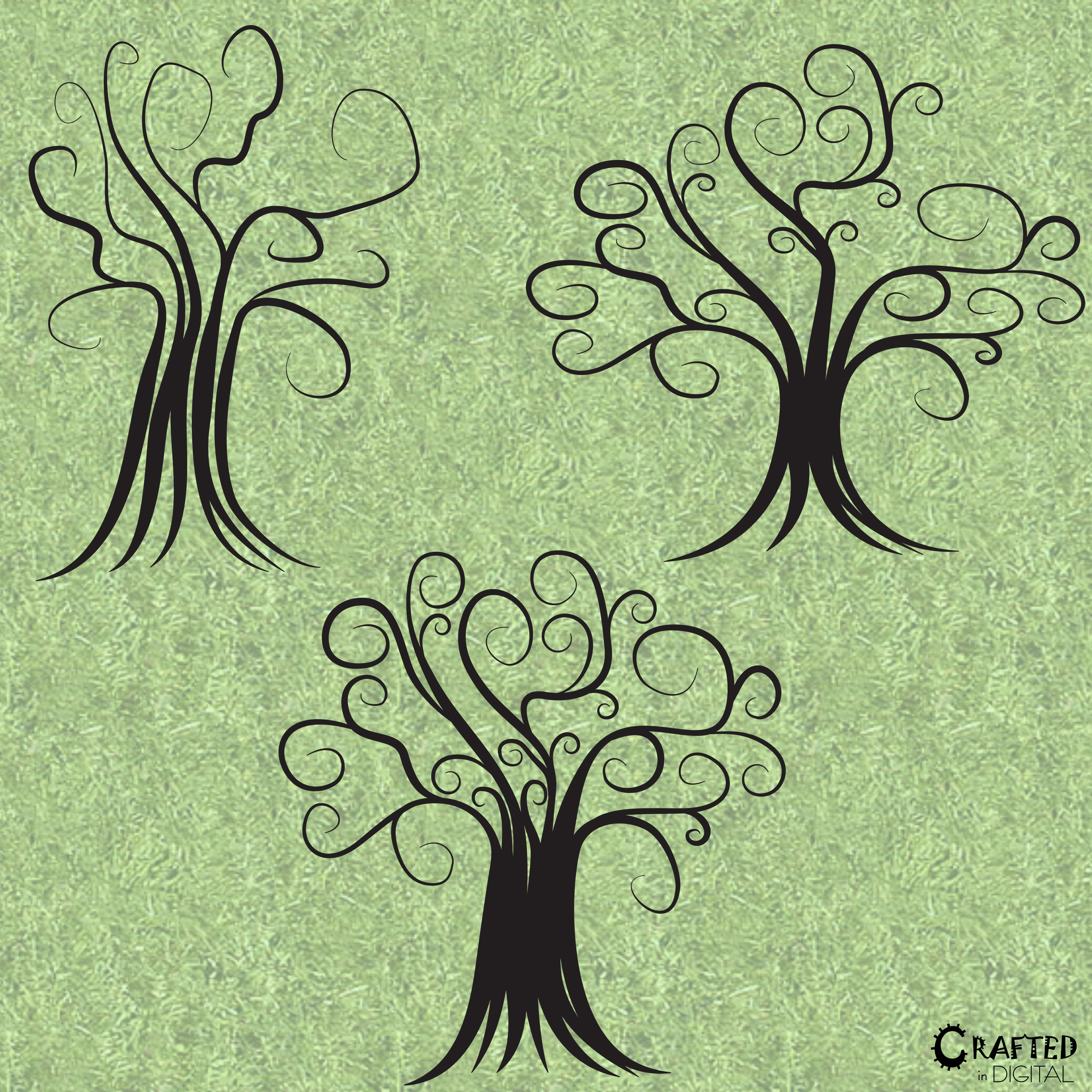 Stylized Bare Tree Silhouettes Collection Modern Trees - Etsy
