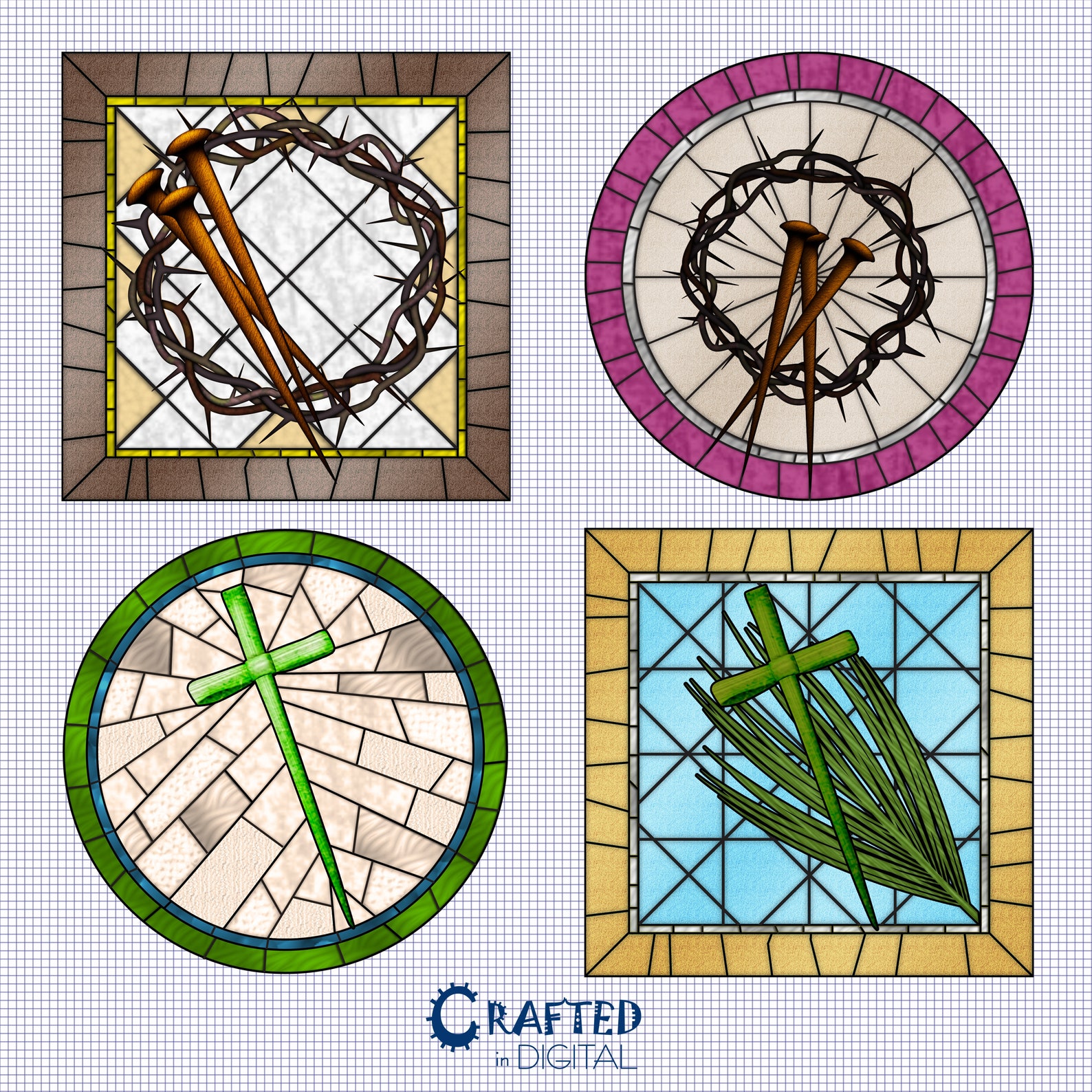 Stained Glass Images of Lent Palm Sunday Cross Ash - Etsy Australia