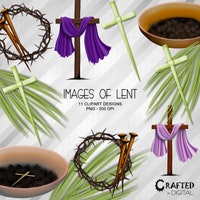 Lent Clipart Bundle, Easter Watercolor PNG, Holy Week Graphics ...