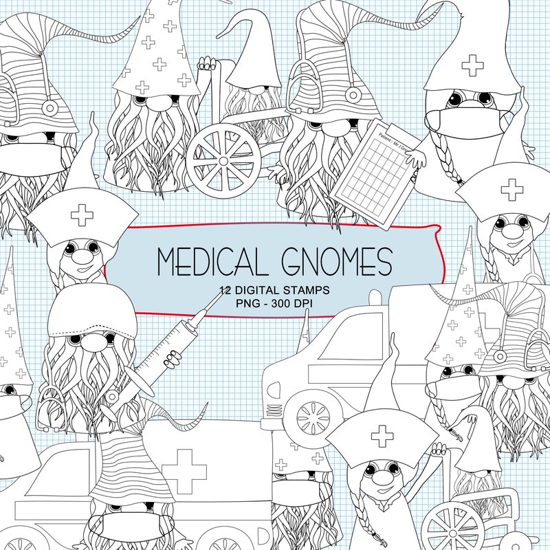 Gnome Digital Stamps - Etsy