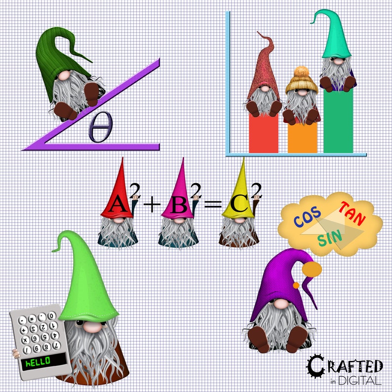 Math Gnomes Clipart Collection | Etsy