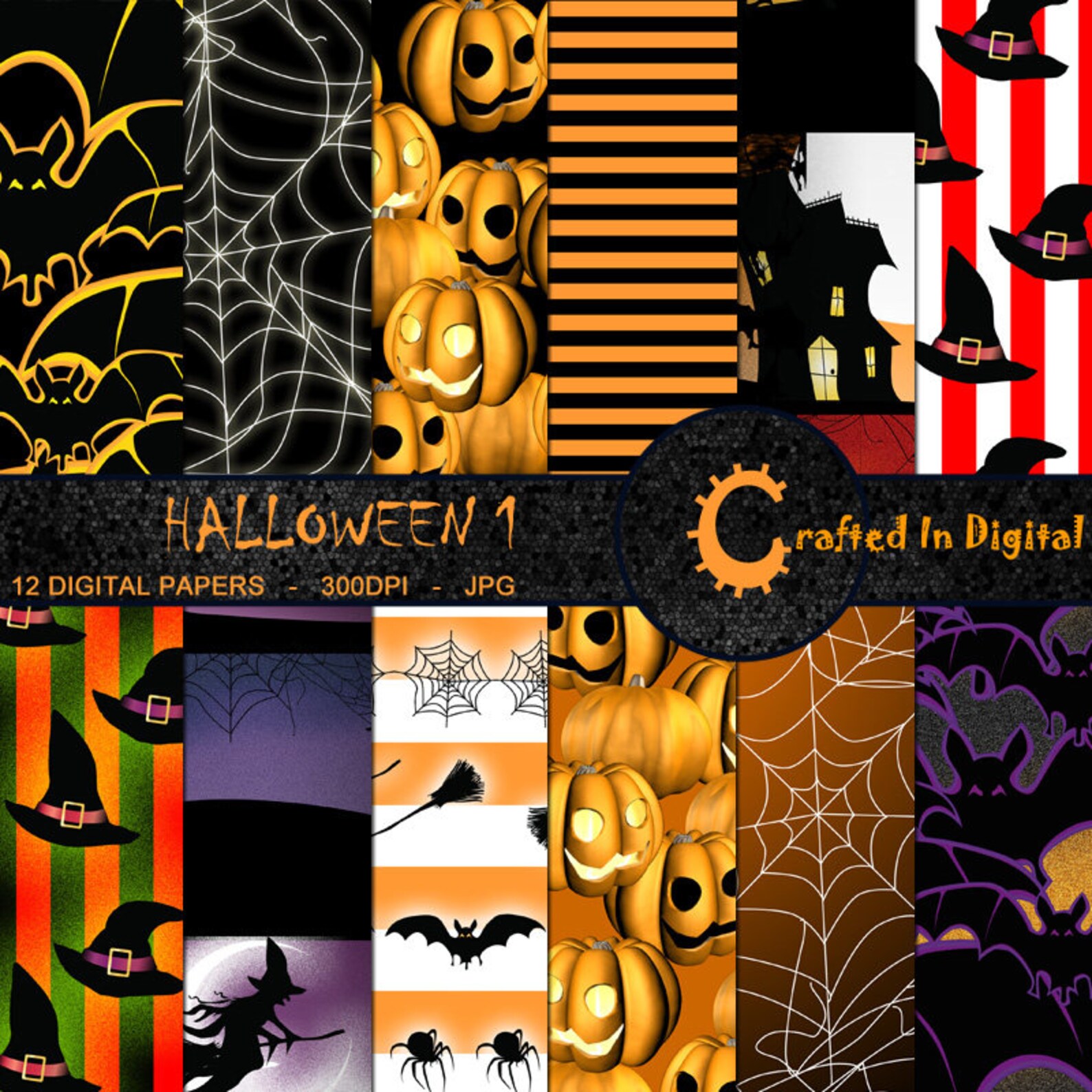 Halloween Digital Paper Scrapbook Collection 12x12 - Etsy