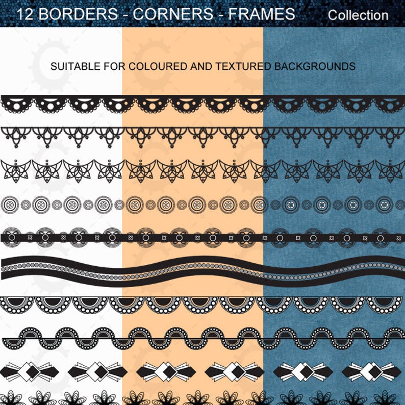 12 Decorative Borders With Matching Corners and Frames in | Etsy