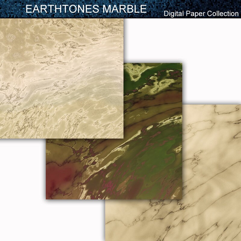 Earthtones Marble Digital Paper Collection 12x12 | Etsy