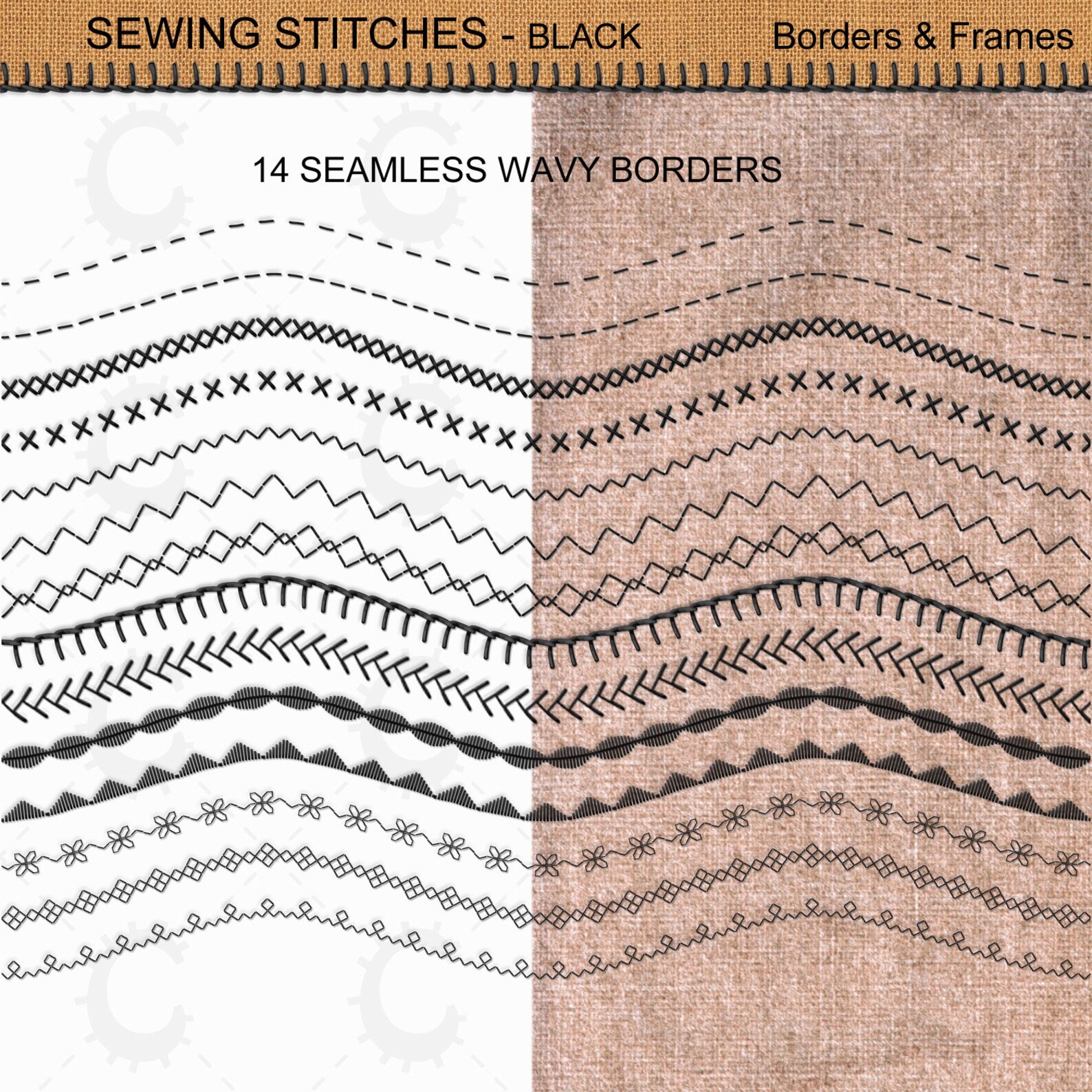 Sewing Stitches in Black 56 Straight Curved Rectangle and - Etsy