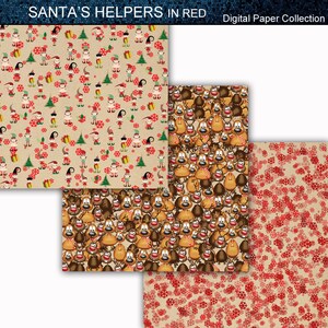 Santa's Helpers in Red - Digital Paper Collection 12x12 - Etsy