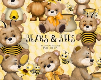 Honey Bees Springtime Clipart Collection | Etsy