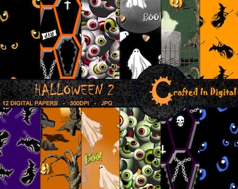 Halloween Digital Paper Scrapbook Collection 12x12 | Etsy
