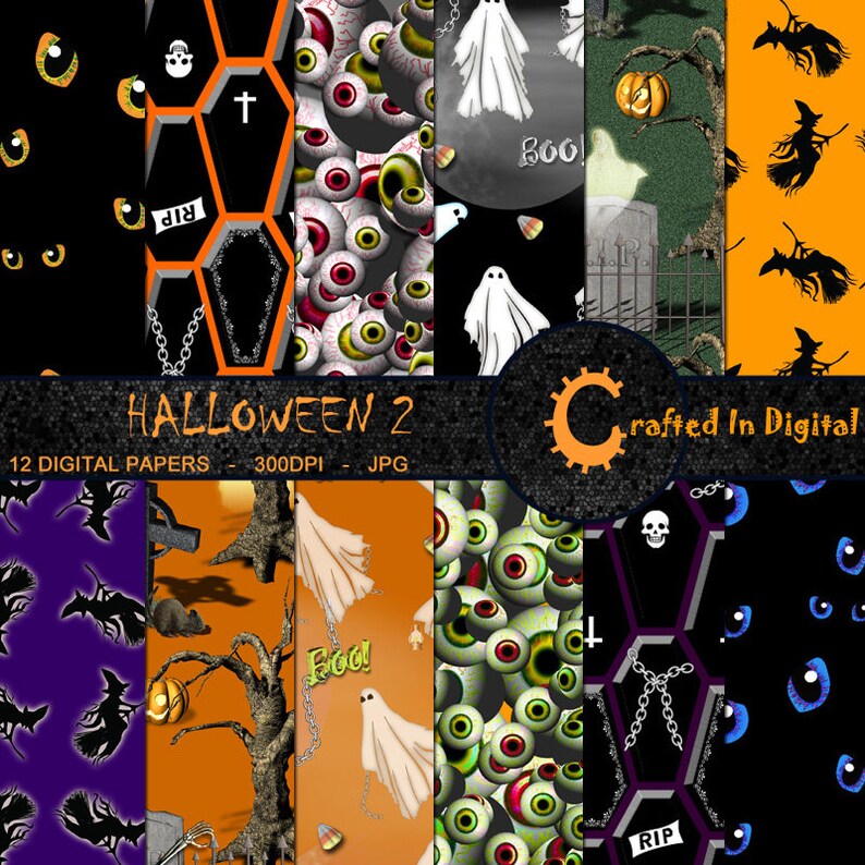 Halloween II Digital Paper Scrapbook Collection 12x12 | Etsy
