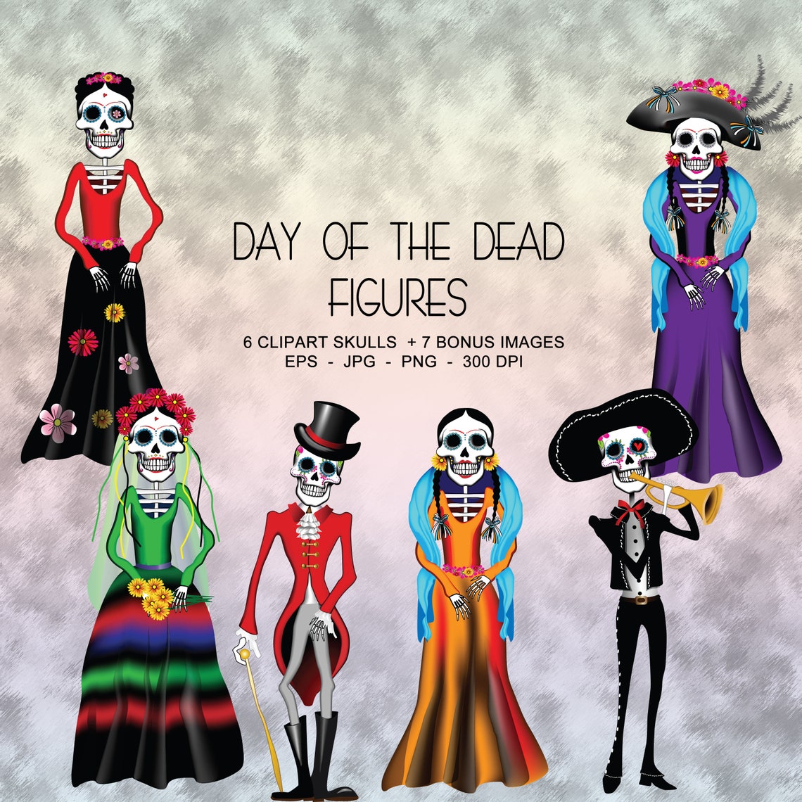 Day of the Dead Figures Clipart Collection - Etsy