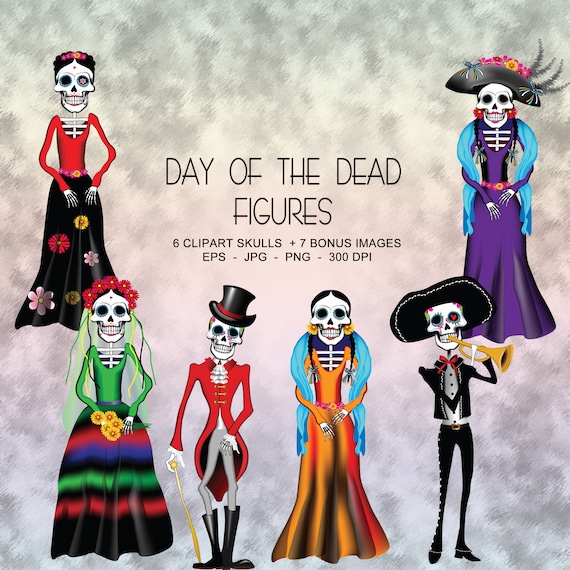 Day of the Dead Figures Clipart Collection - Etsy