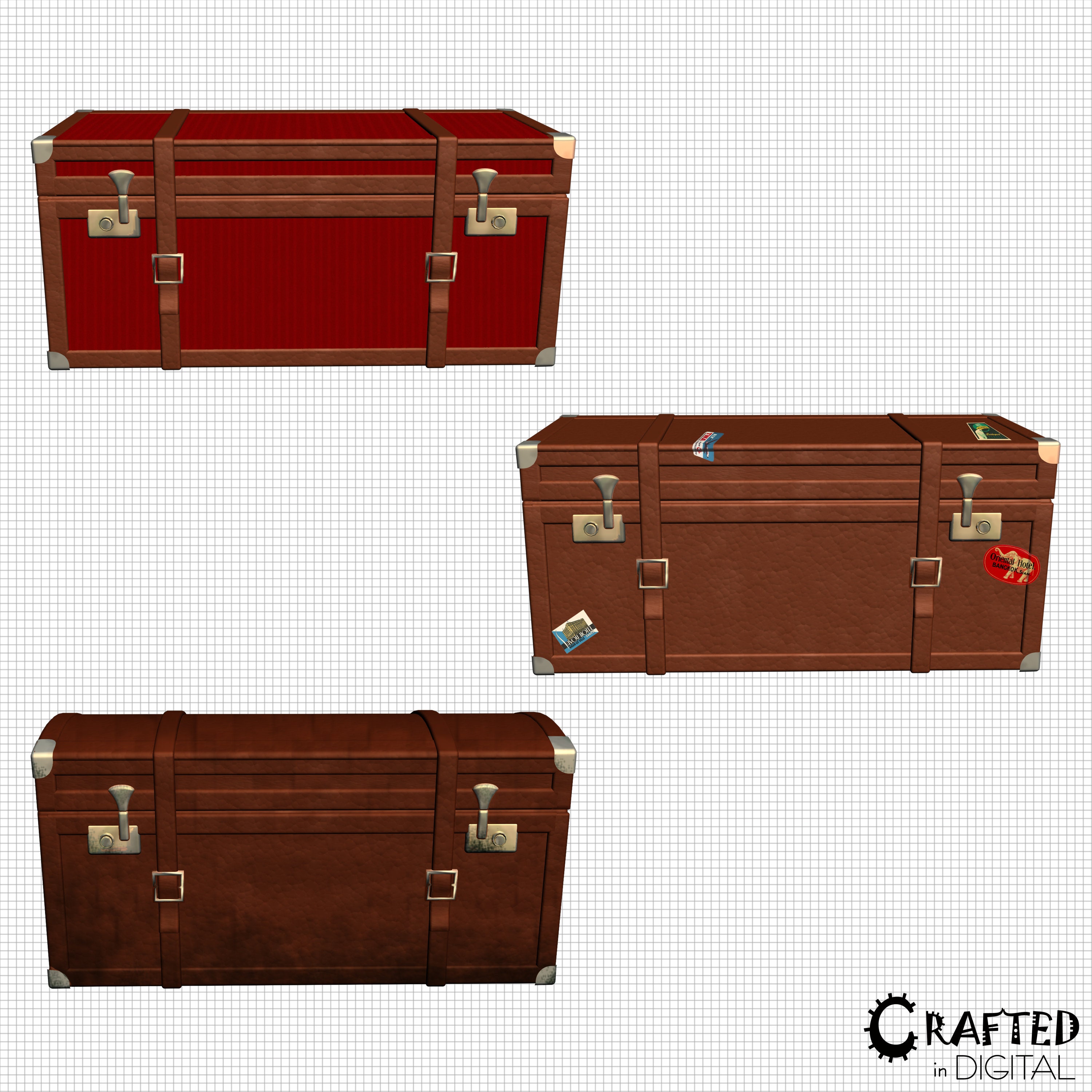 Vintage Travel Trunks Vintage Luggage Clipart Collection | Etsy