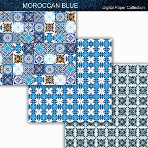 Moroccan Blue - Moroccan Tile Themed Digital Paper Collection 12x12 - Etsy