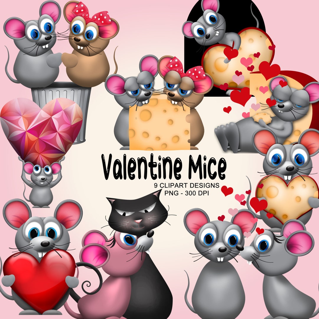 Valentine Mice - Valentine's Day Clipart Collection - Etsy